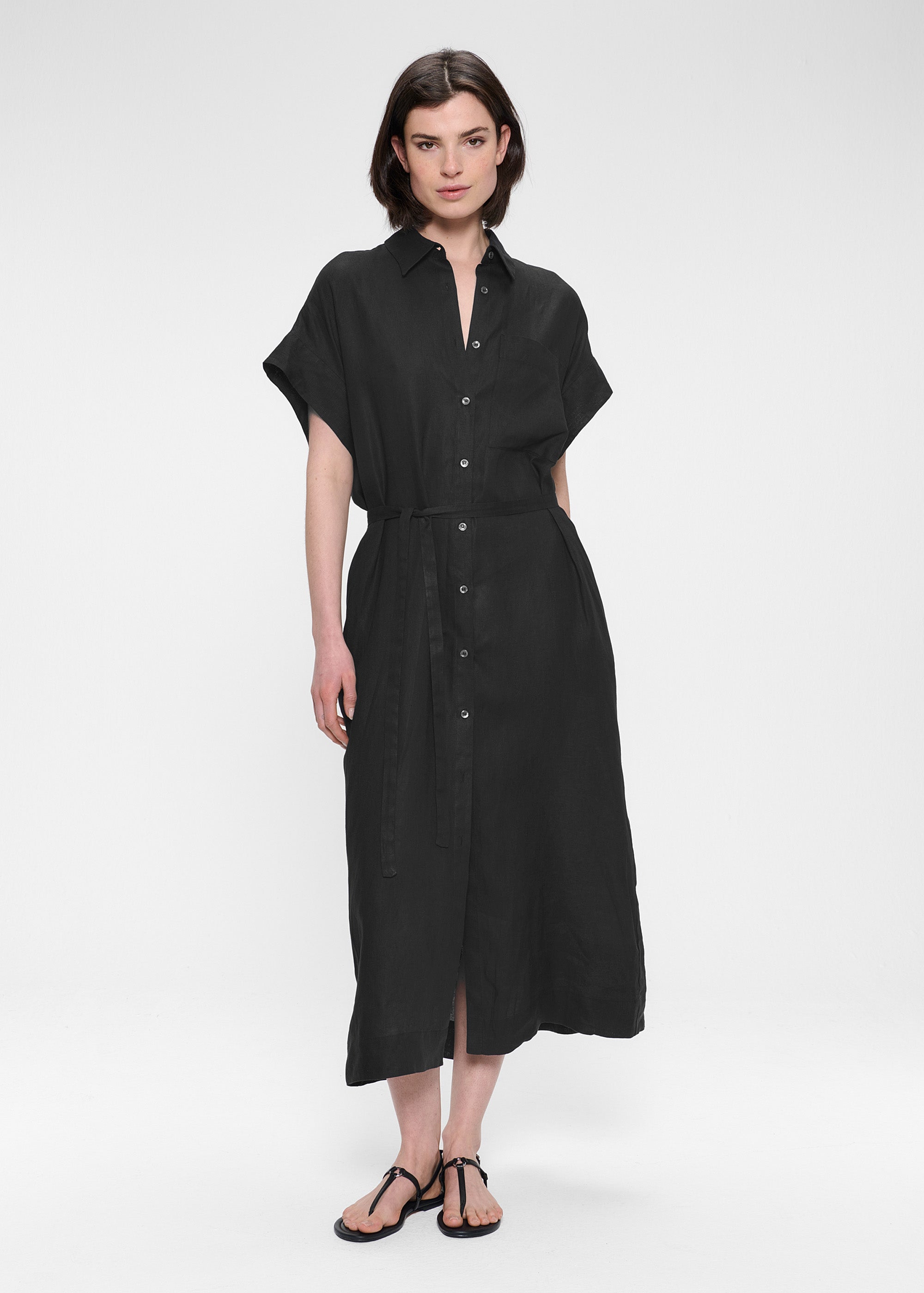 WASHED LINEN SHIRT DRESS