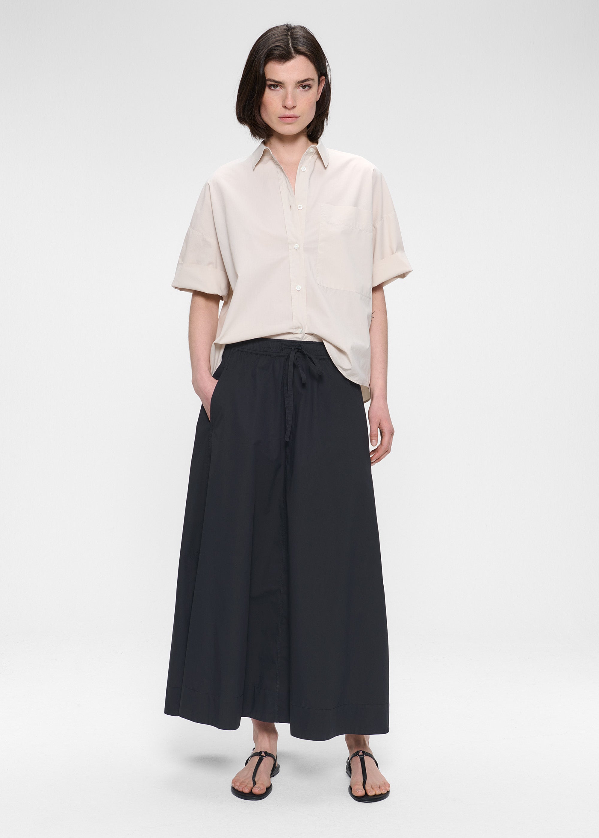 PAPER COTTON DRAWSTRING SKIRT